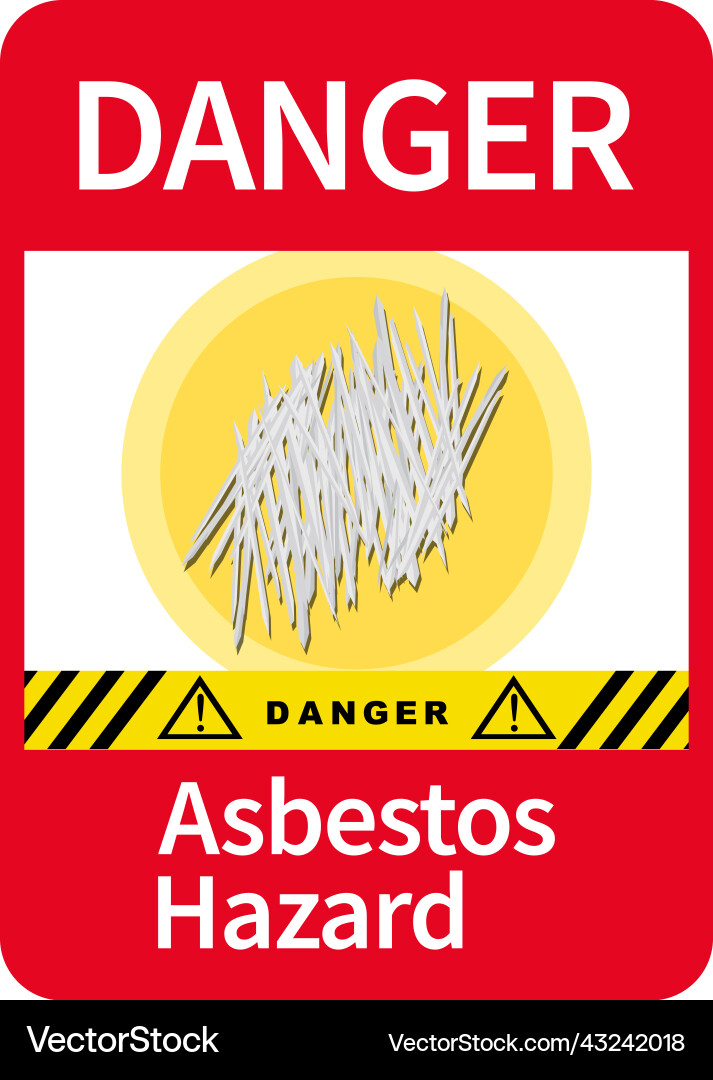 Danger asbestos hazard warning sign Royalty Free Vector