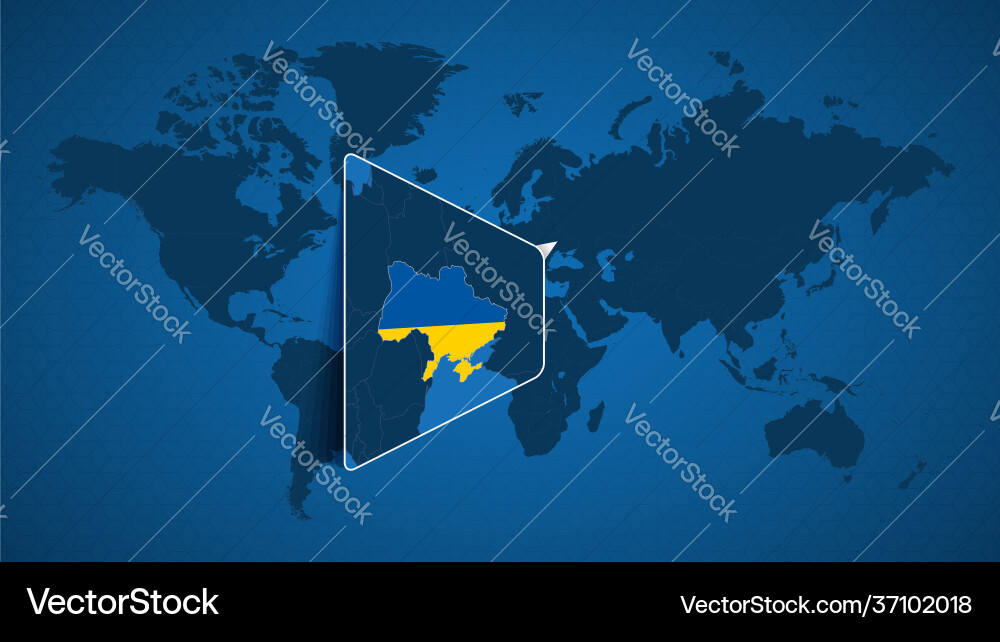 Detailed world map with pinned enlarged Royalty Free Vector