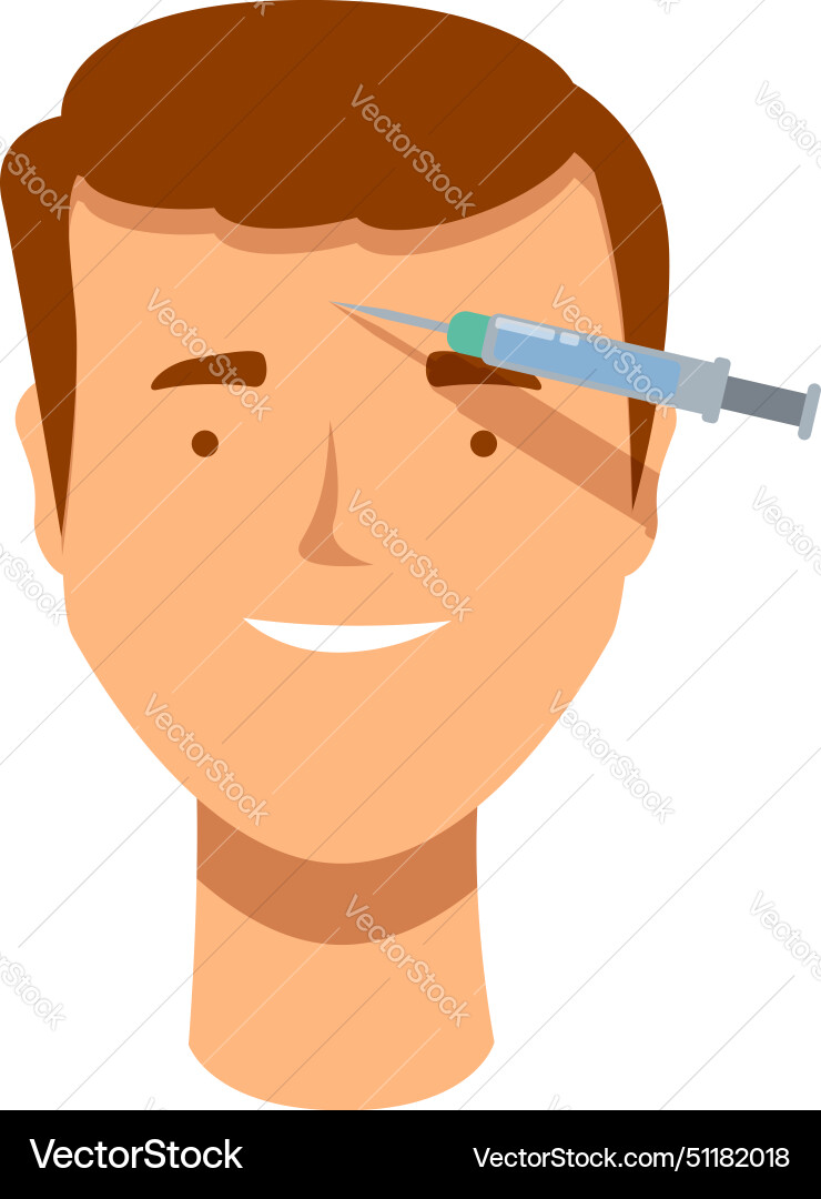 Face male injection icon cartoon botox Royalty Free Vector