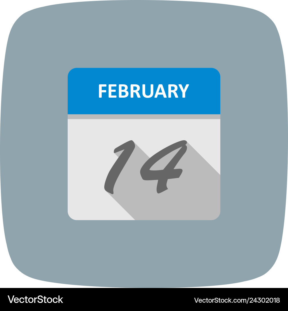 February 14th date on a single day calendar Vector Image