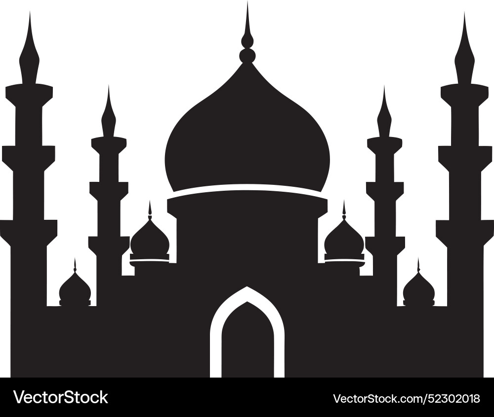 Fine artistry black mosque graphicminimal Vector Image