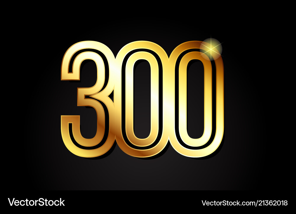 Gold number 300 logo icon design Royalty Free Vector Image