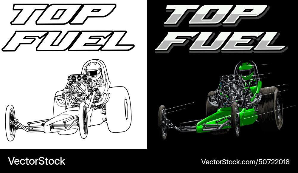 Green drag racing car with black strip Royalty Free Vector