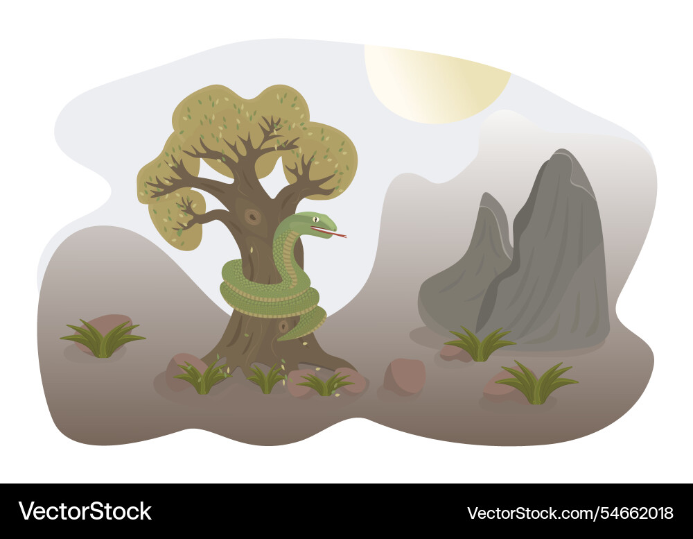 Green snake on the tree Royalty Free Vector Image