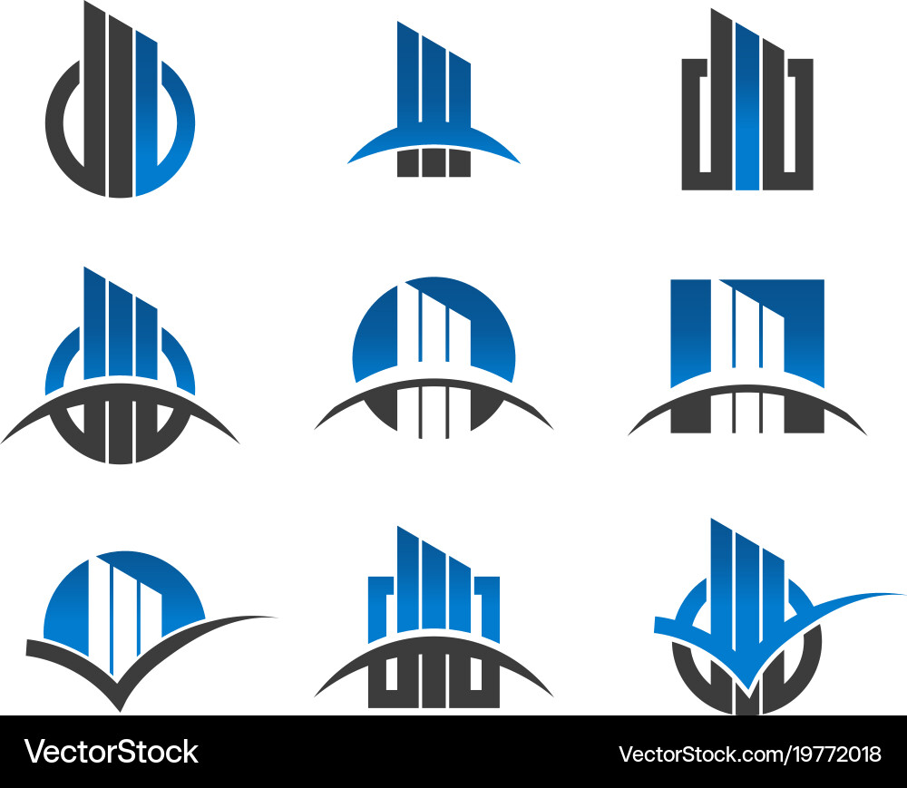 Modern building icons Royalty Free Vector Image