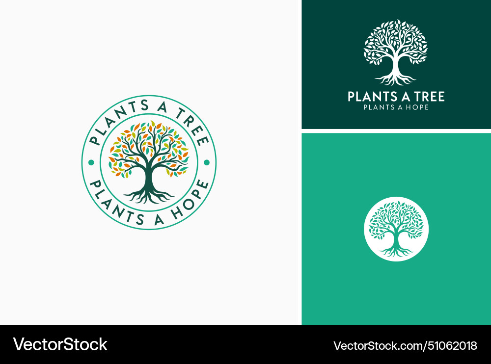 Oak maple elm chestnut tree root silhouette logo Vector Image