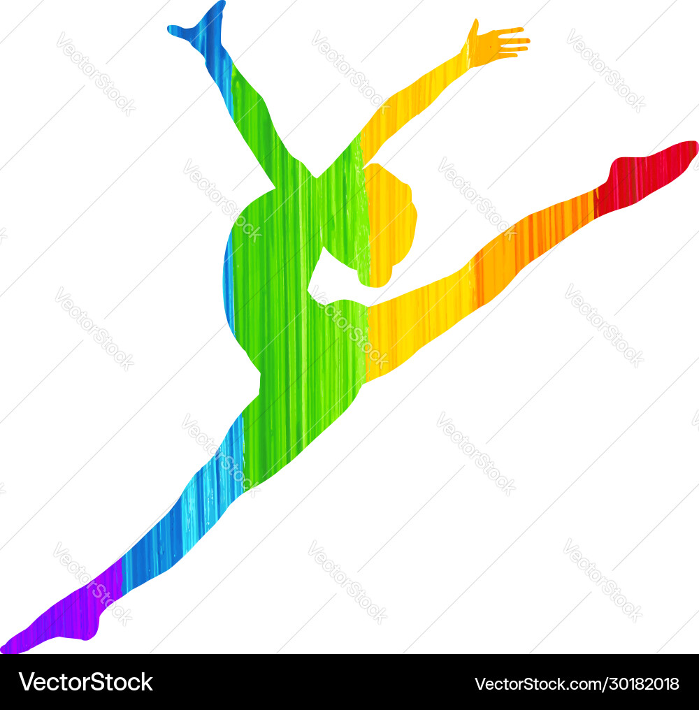 Painted rainbow dancer silhouette Royalty Free Vector Image