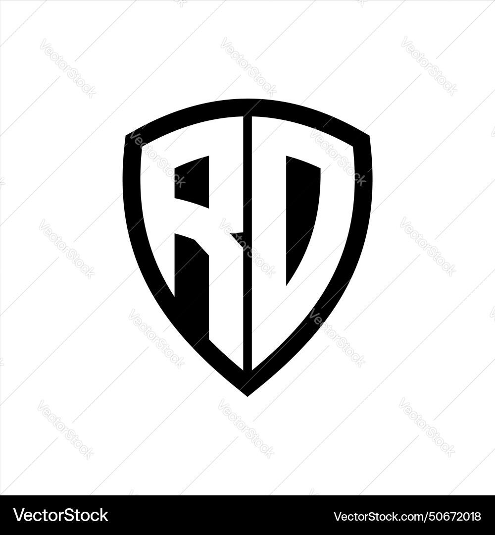Rd monogram logo with bold letters shield shape Vector Image