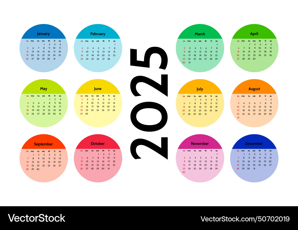 Calendar for 2025 isolated on a white background Vector Image
