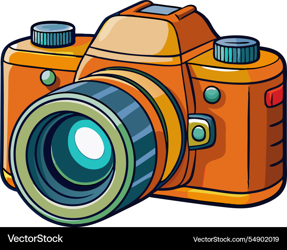 Colorful retro dslr camera with bold details Vector Image