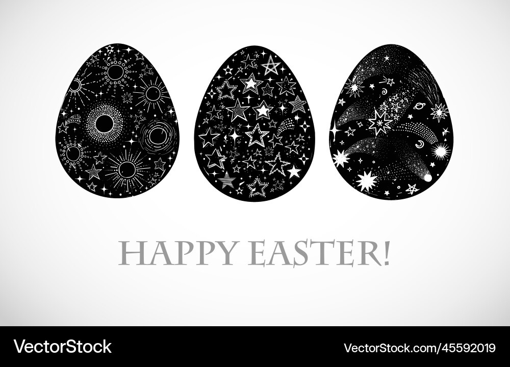 Easter greeting card with space elements in big Vector Image