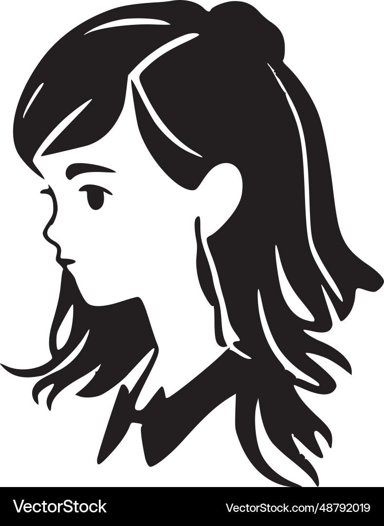 Girl - black and white Royalty Free Vector Image