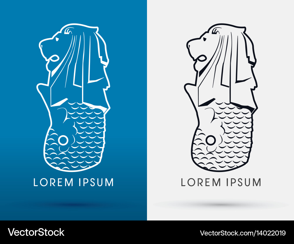Merlion Outline Singapore Royalty Free Vector Image