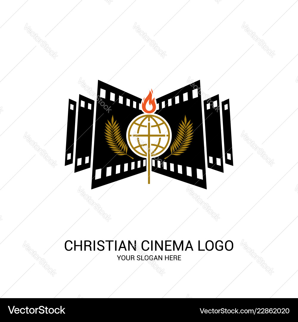 Christian cinema logo Royalty Free Vector Image