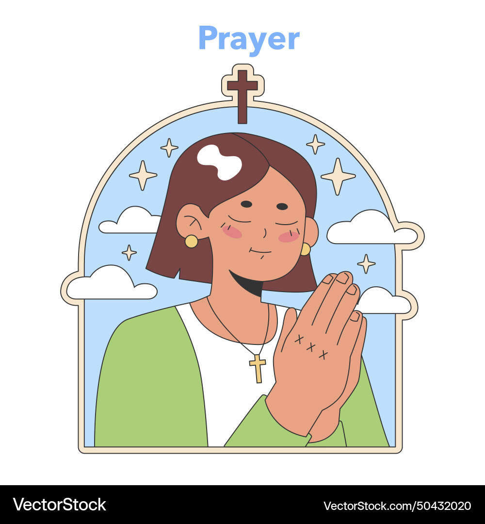 Prayerful devotion flat Royalty Free Vector Image