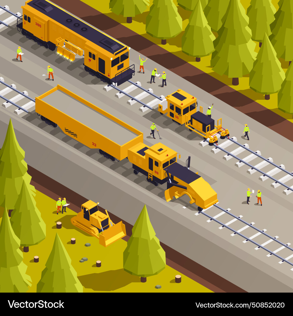 Railroad track laying Royalty Free Vector Image