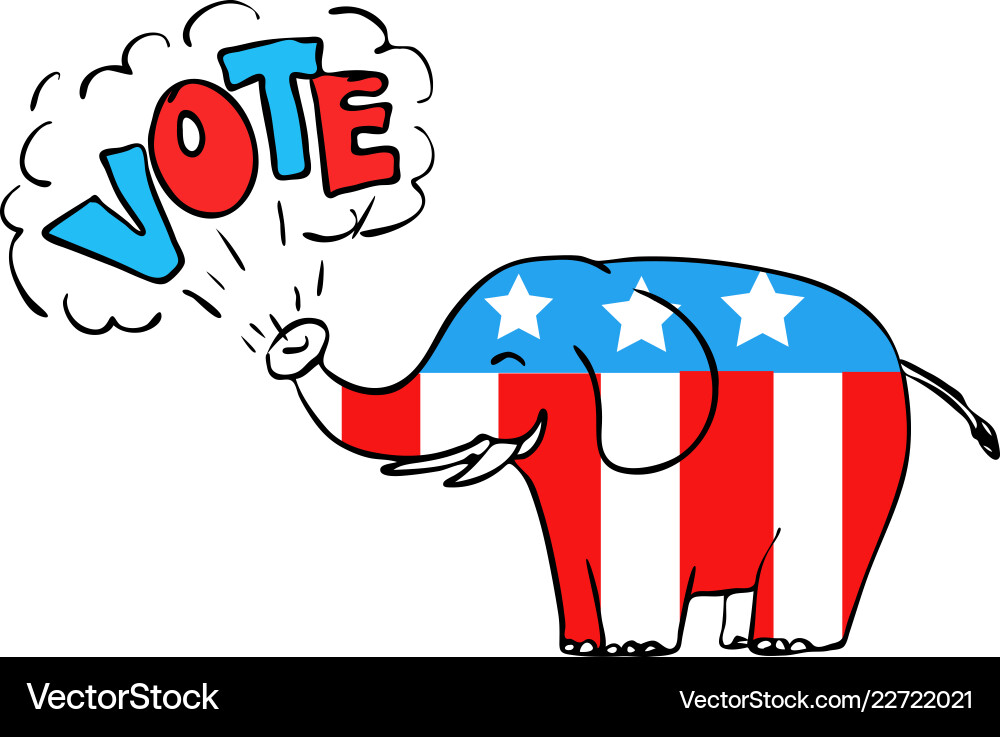American elephant vote drawing Royalty Free Vector Image