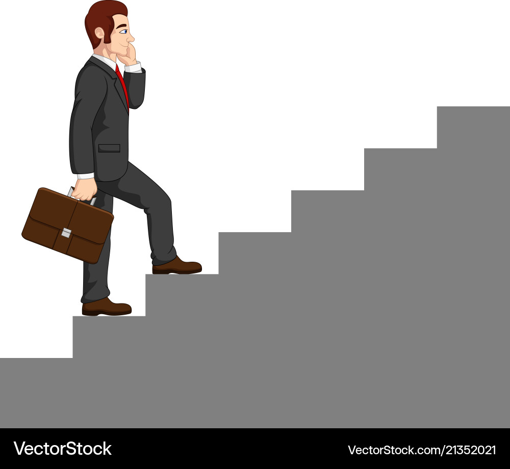Cartoon businessman climbing stairs Royalty Free Vector