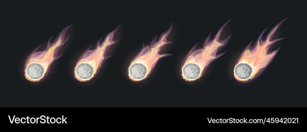 Colorful Asteroid Animation Set Royalty Free Vector Image