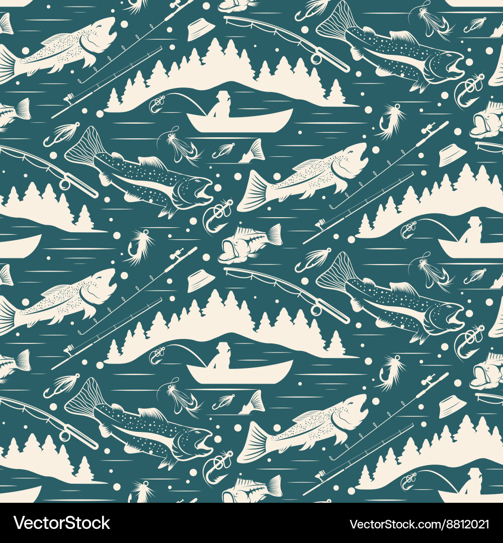 Fishing Seamless Pattern Royalty Free Vector Image
