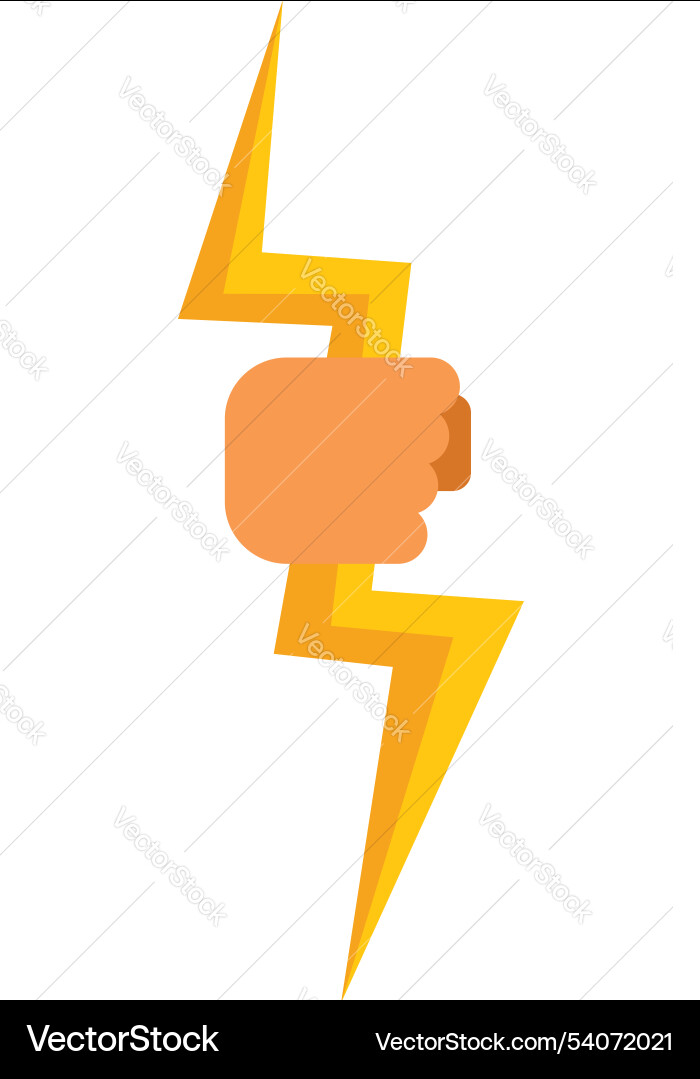 Hand holding lightning bolt symbolising power Vector Image