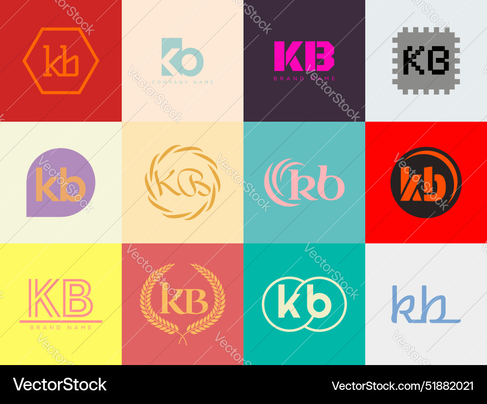 Kb logo company template letter k and b logotype Vector Image