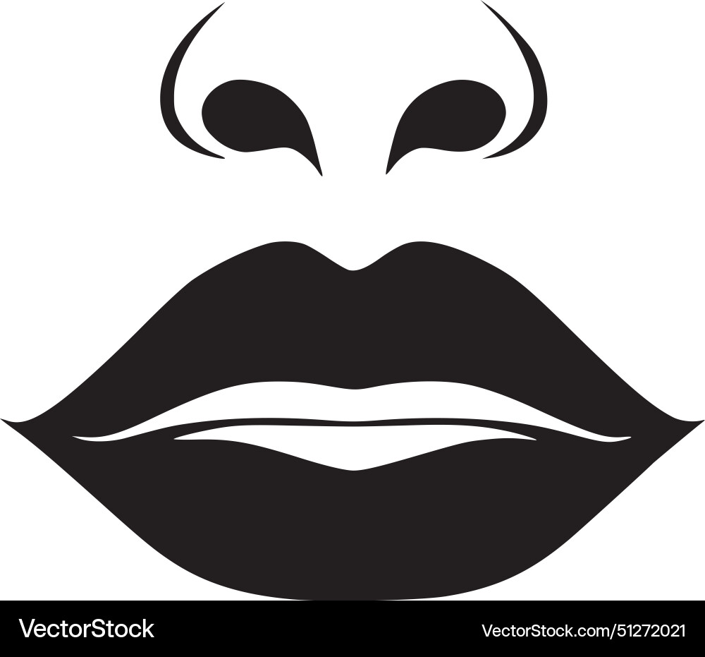 Lips - black and white Royalty Free Vector Image