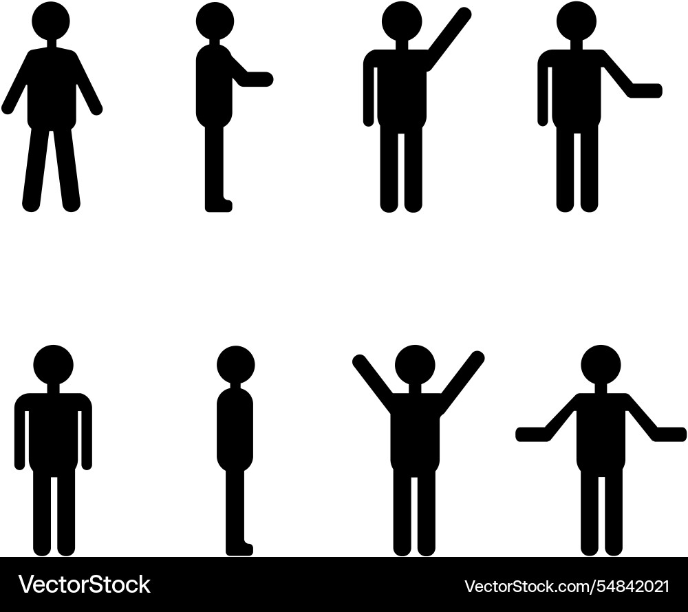 Man standing set stick figure human pictogram Vector Image