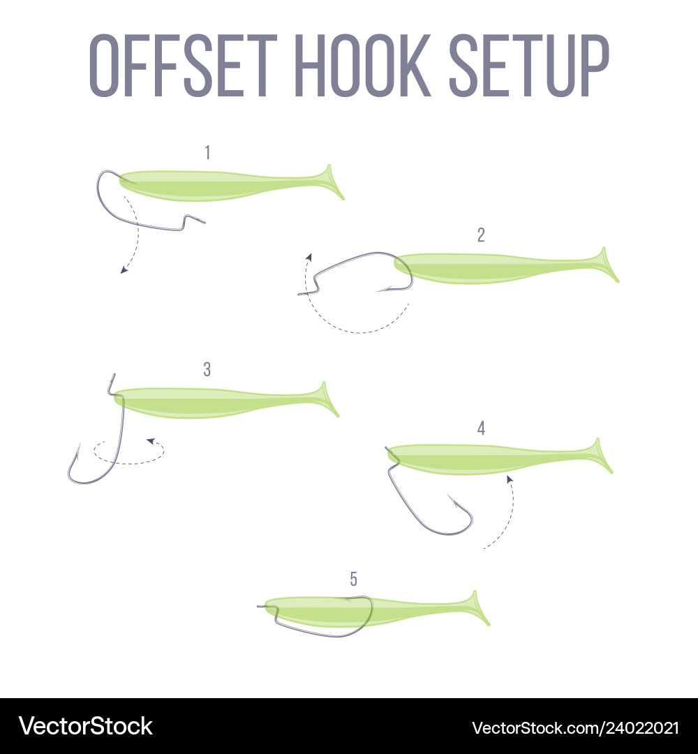 Offset hook and soft plastic bait fishing Vector Image