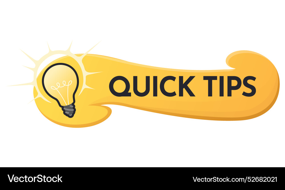Quick tips icon or symbol with black and yellow Vector Image