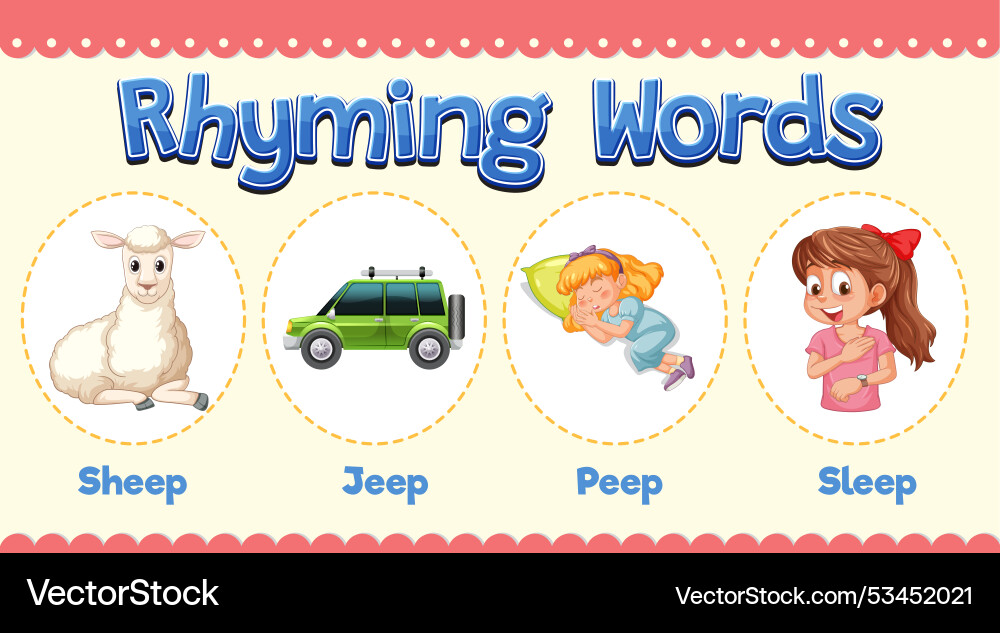 Rhyming words with images Royalty Free Vector Image