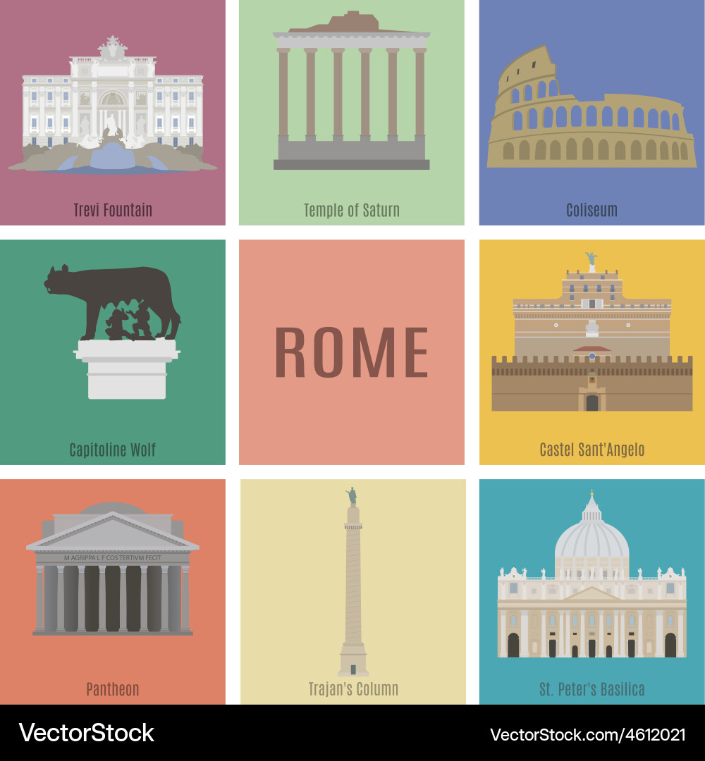 Rome Landmarks Royalty Free Vector Image - VectorStock