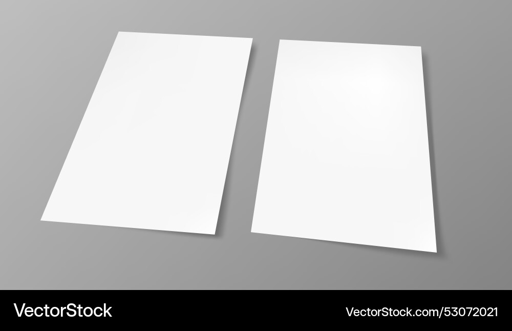 Two clear flyers sheets on gray table background Vector Image