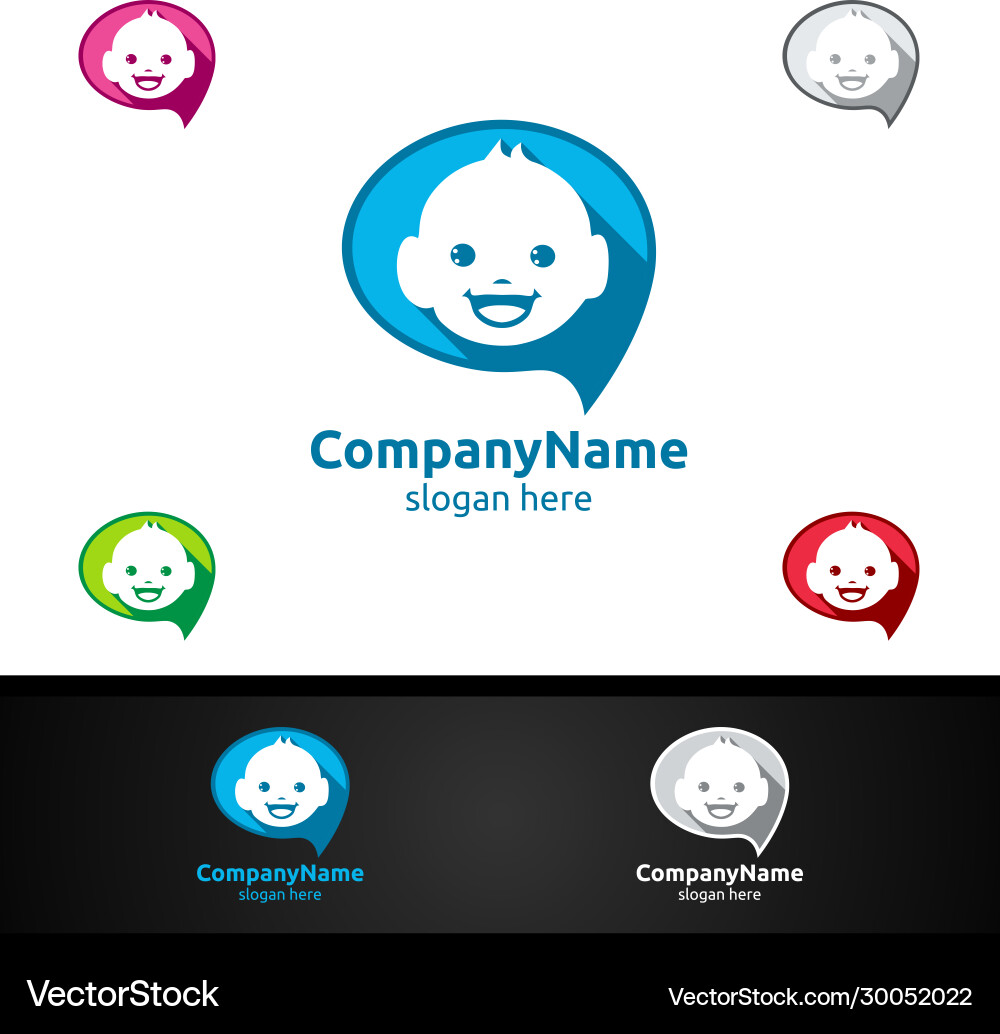 Cute baby smile logo design Royalty Free Vector Image