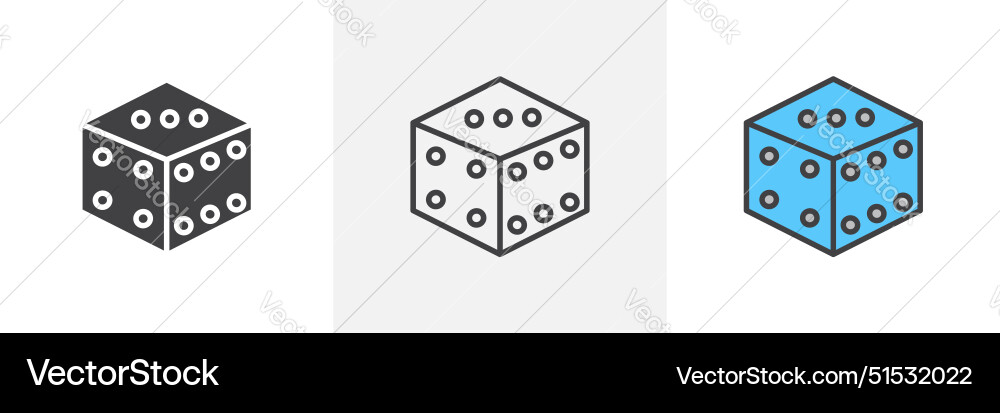 Dice icon set board game die cube symbol casino Vector Image