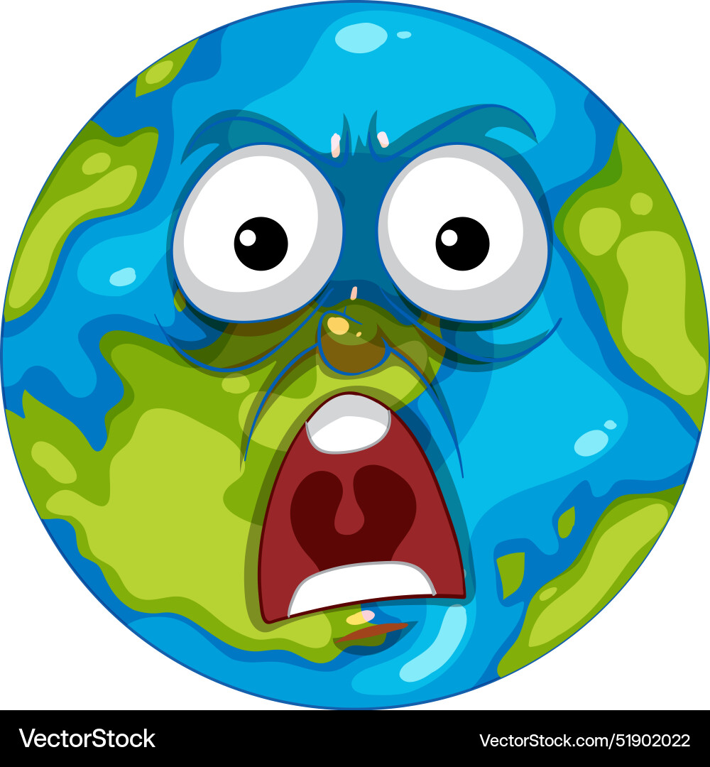 Earth with a surprised facial expression Vector Image