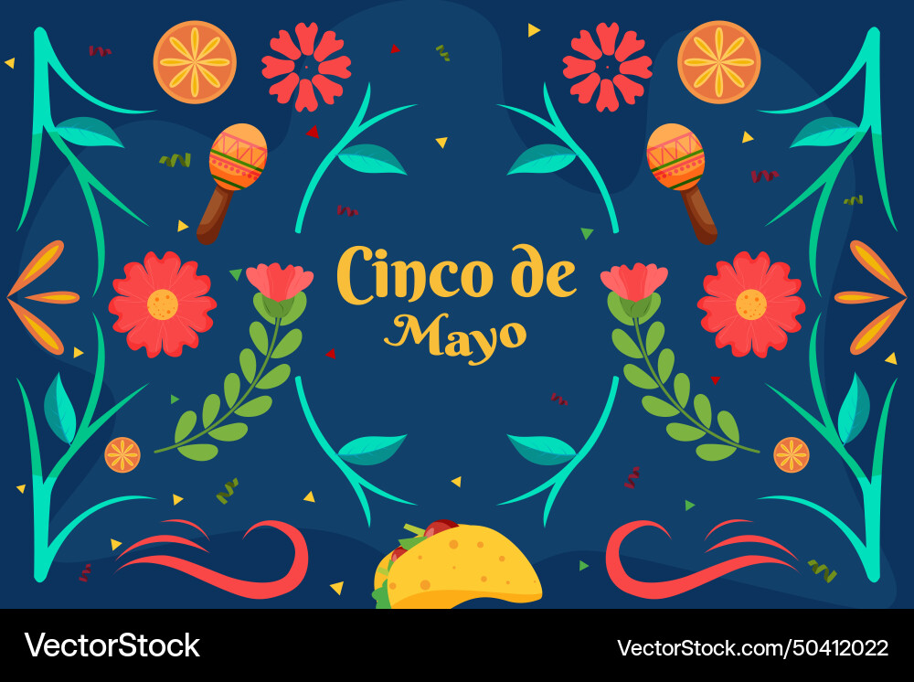 Flat cinco de mayo background with particle Vector Image