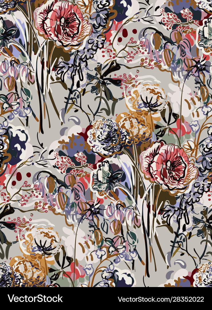 Floral Peony Wallpaper Pattern Royalty Free Vector Image