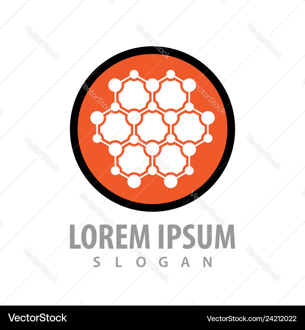 Hexagon network in the circle line logo concept Vector Image