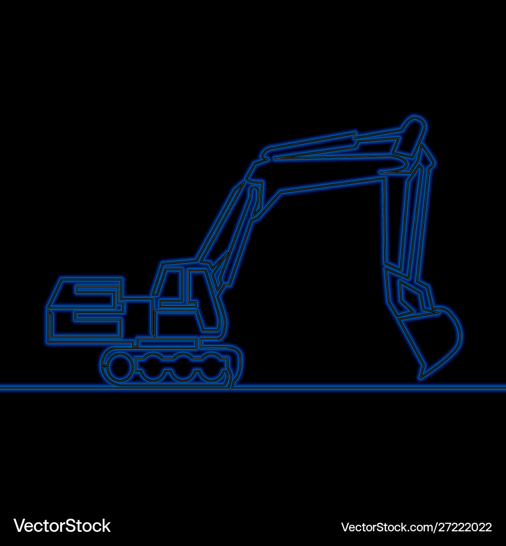 Neon Backhoe Excavator Line Art Royalty Free Vector Image