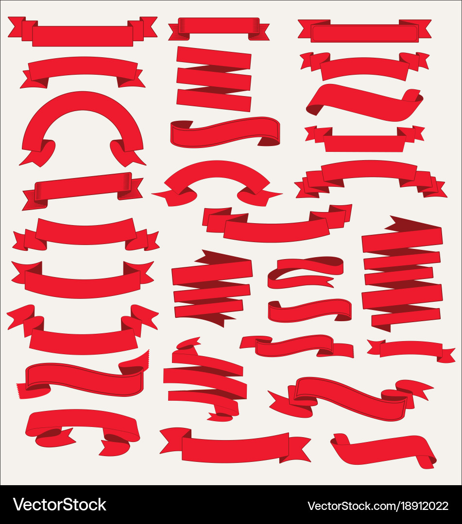 Red ribbon banners collection Royalty Free Vector Image