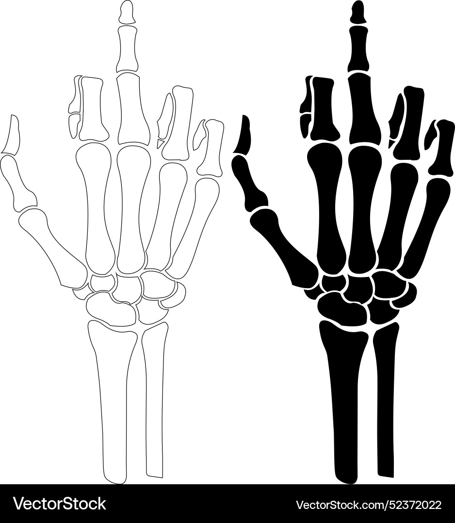 Skeleton middle finger hand Royalty Free Vector Image
