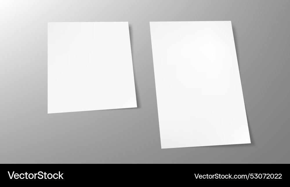 Two clear flyers sheets on gray table background Vector Image
