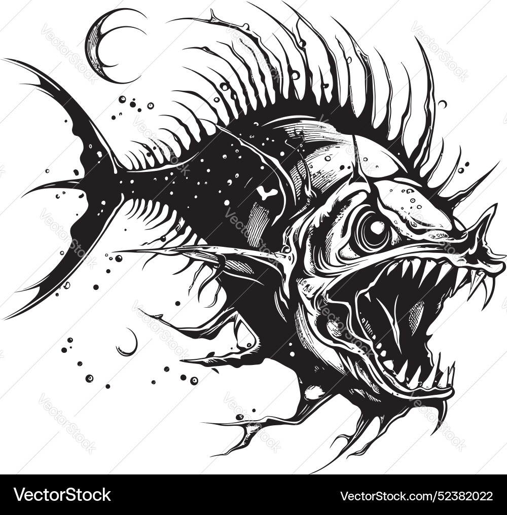 Vicious evil angler fish design in logo form Vector Image