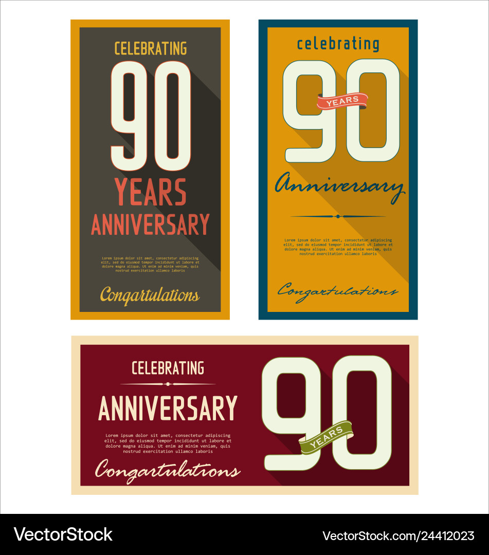 Anniversasry retro background 90 years Royalty Free Vector