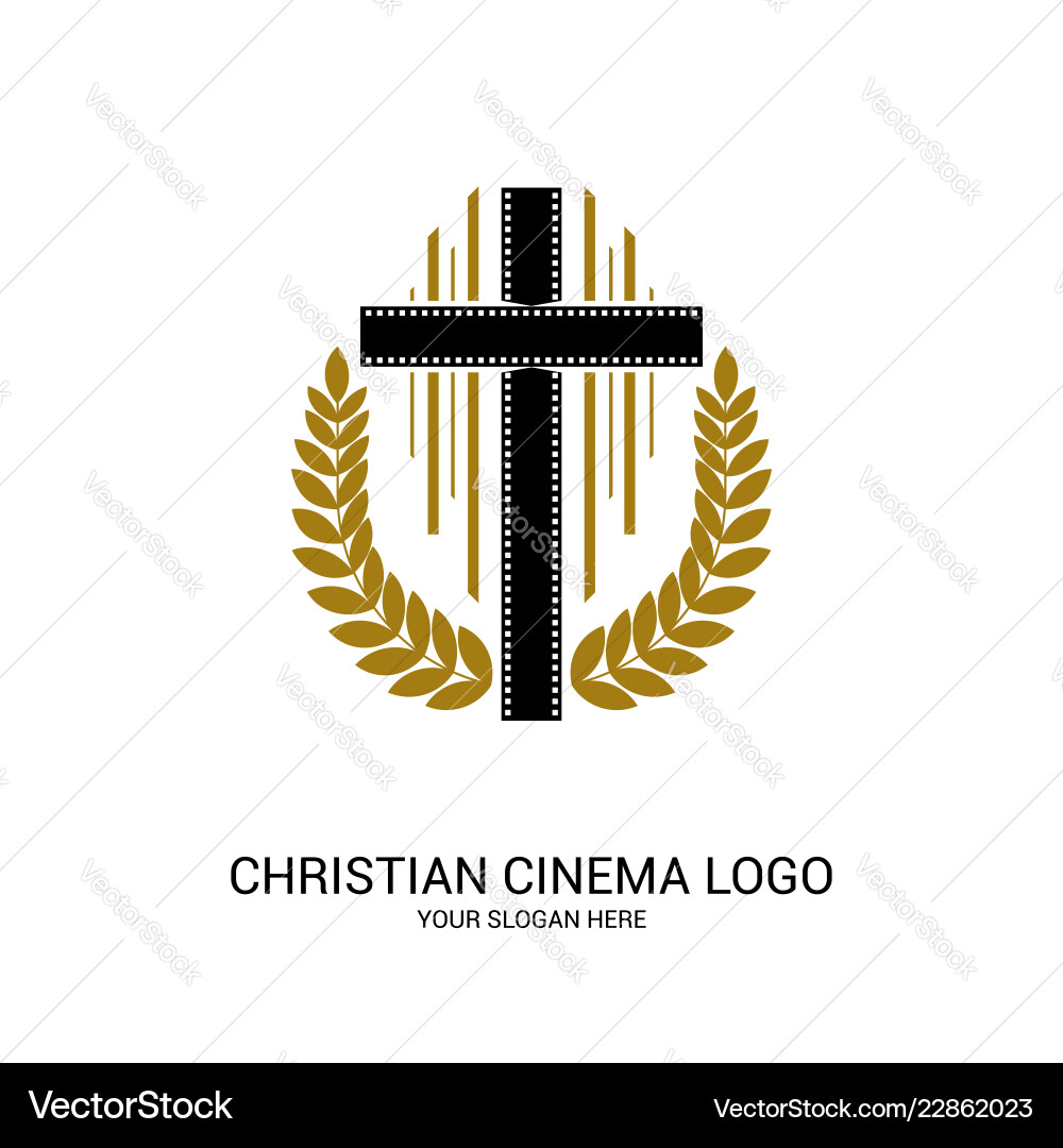 Christian cinema logo Royalty Free Vector Image