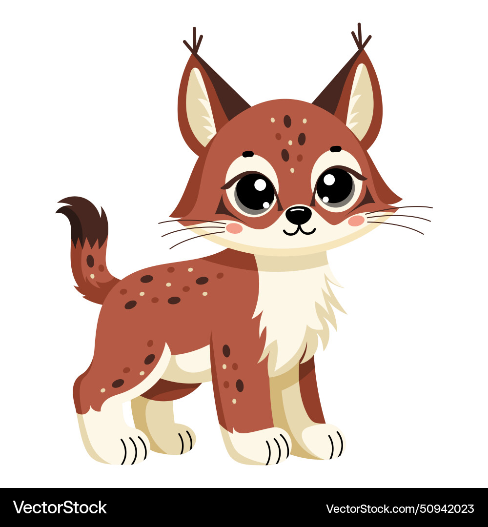 Cute happy lynx Royalty Free Vector Image - VectorStock