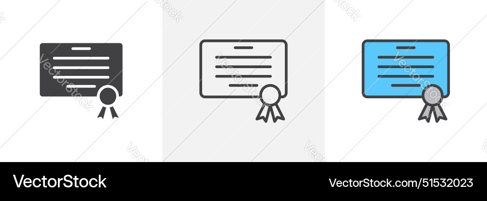 Diploma icon set academic qualification Royalty Free Vector