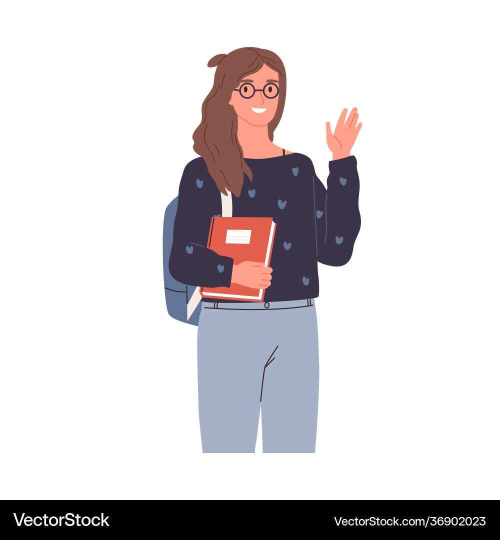 Happy school pupil or college student standing Vector Image