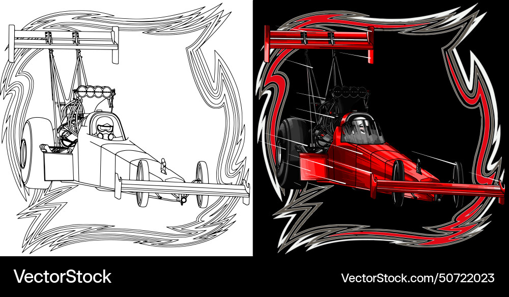 Red drag racing car with white strip Royalty Free Vector